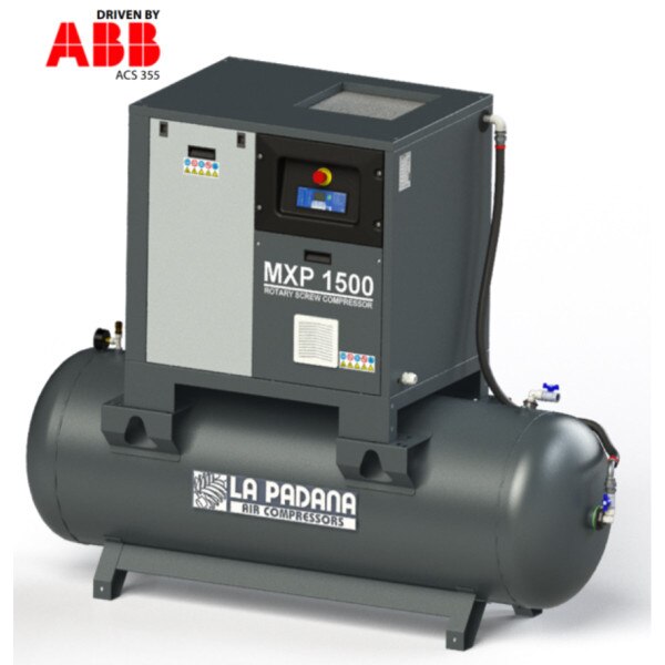 La Padana Co-Axial Screw Compressor MXP1500-500, 500L, 15Hp, 3ph, 54CFM ...