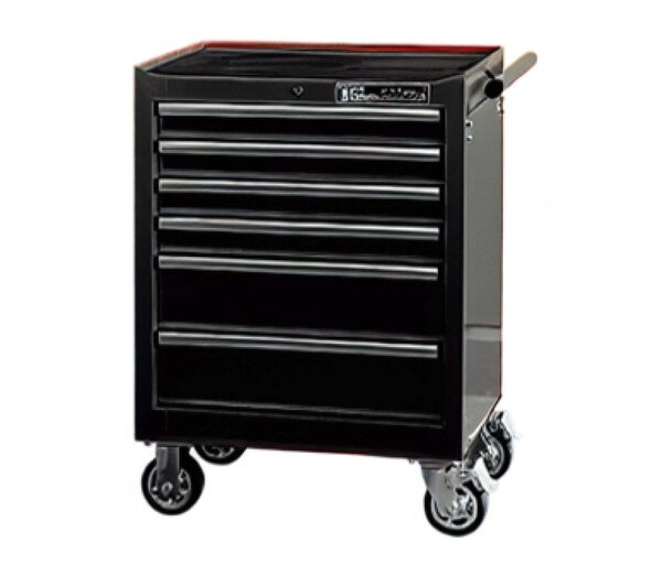 26" 6 Drawer Roller Cabinet - Black